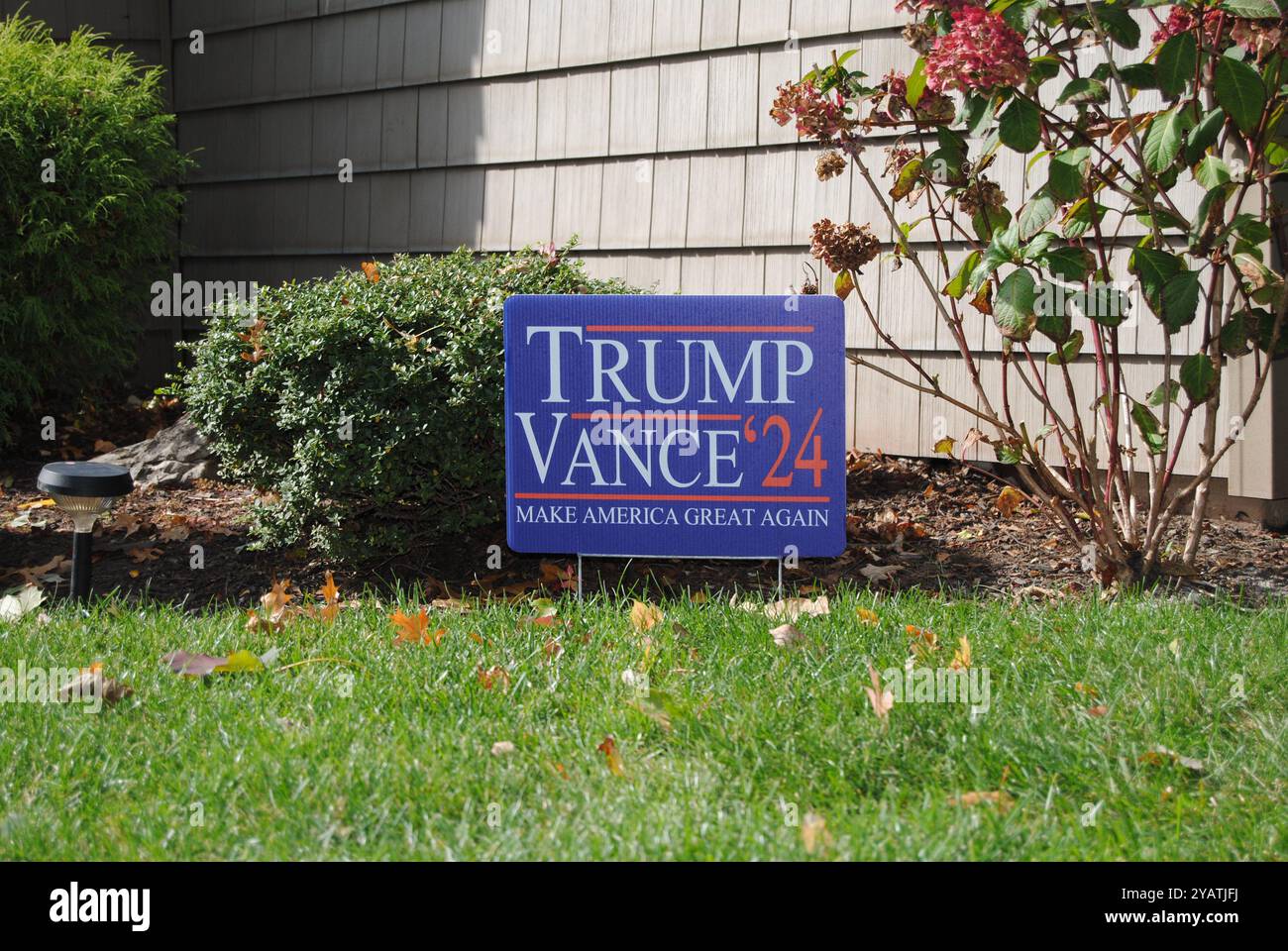 Rutherford, New Jersey, USA - October 15 2024: Political lawn sign ...