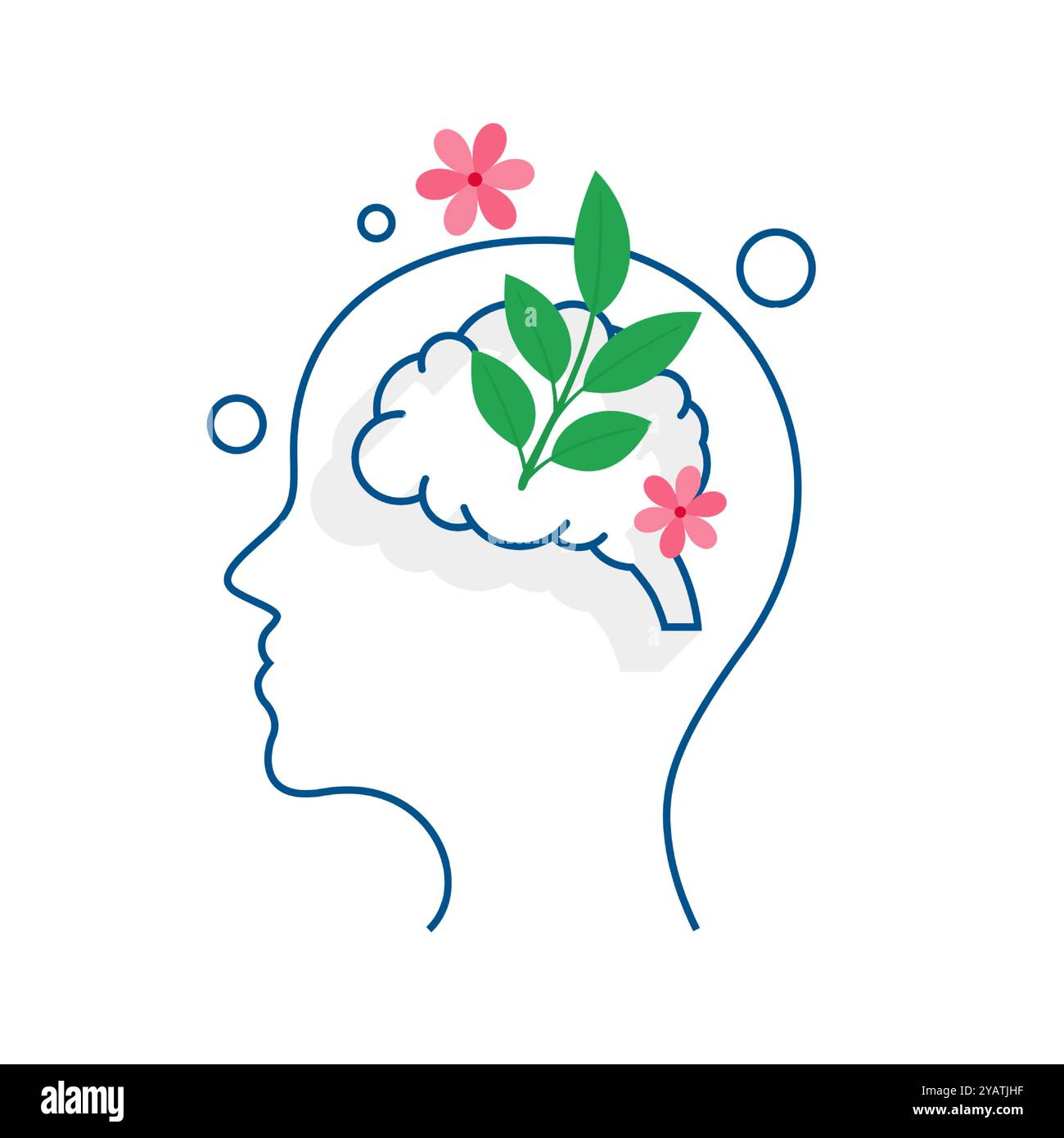 mental health wellness background with line style human head vector ...