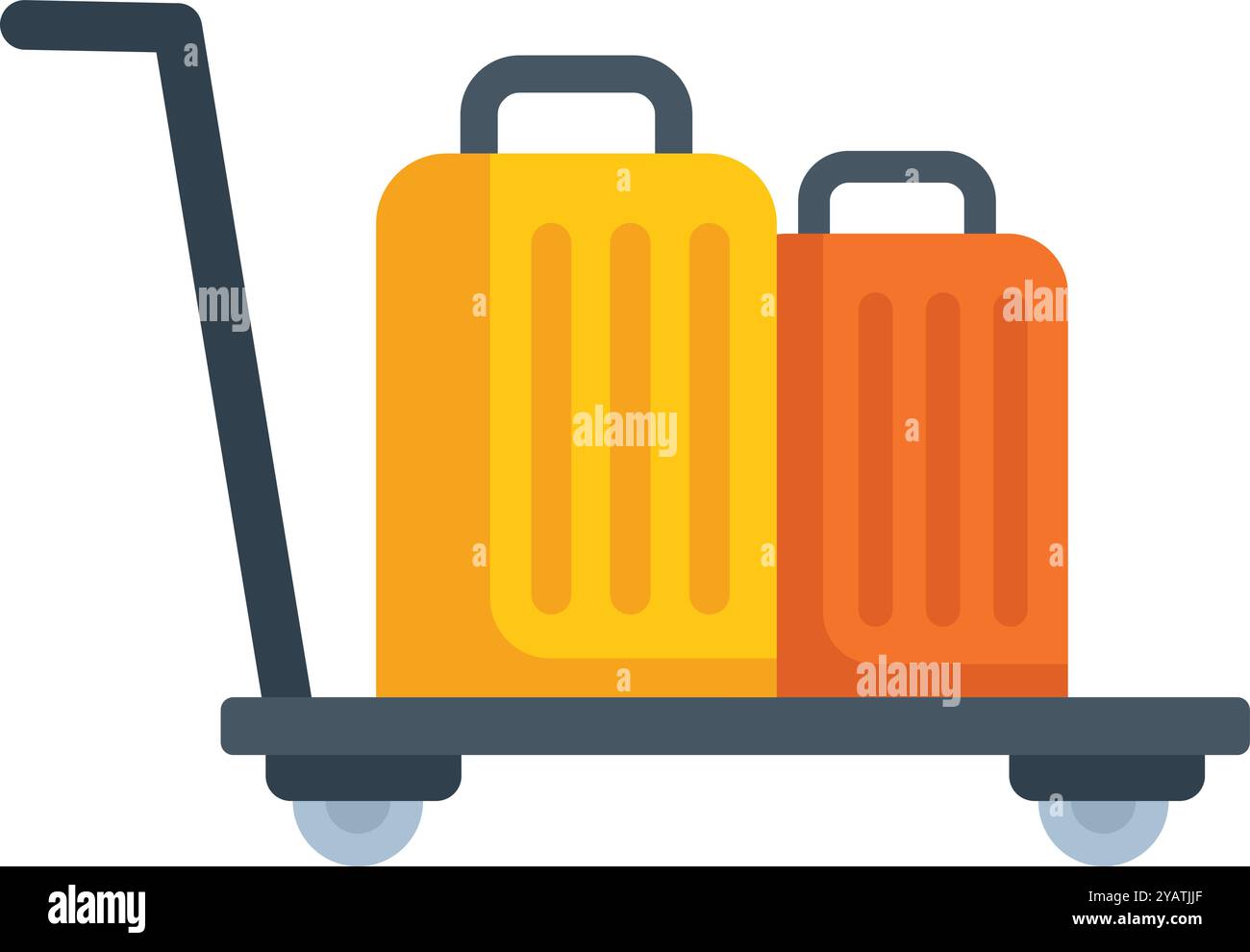 Luggage trolley carrying suitcases, representing travel, tourism, and ...
