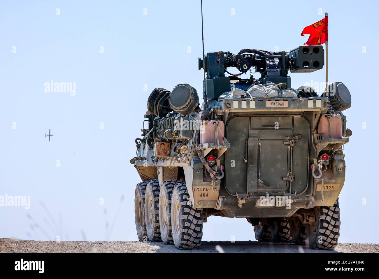 A U.S. Army M1265A1 Stryker from Alpha Battery, 6th battalion, 56th Air ...
