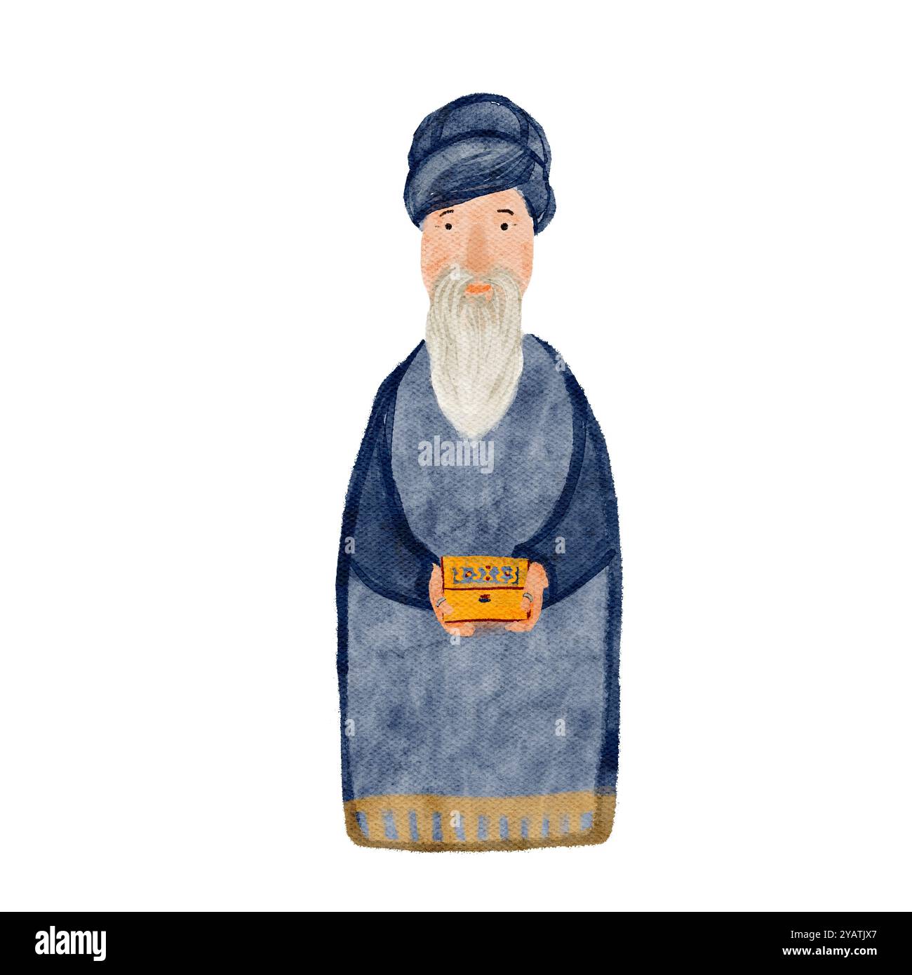 Wise man, king, magi with gift Christmas set hand painted digital ...