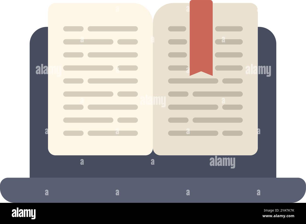 Open book over laptop screen representing online education, ebook and e ...