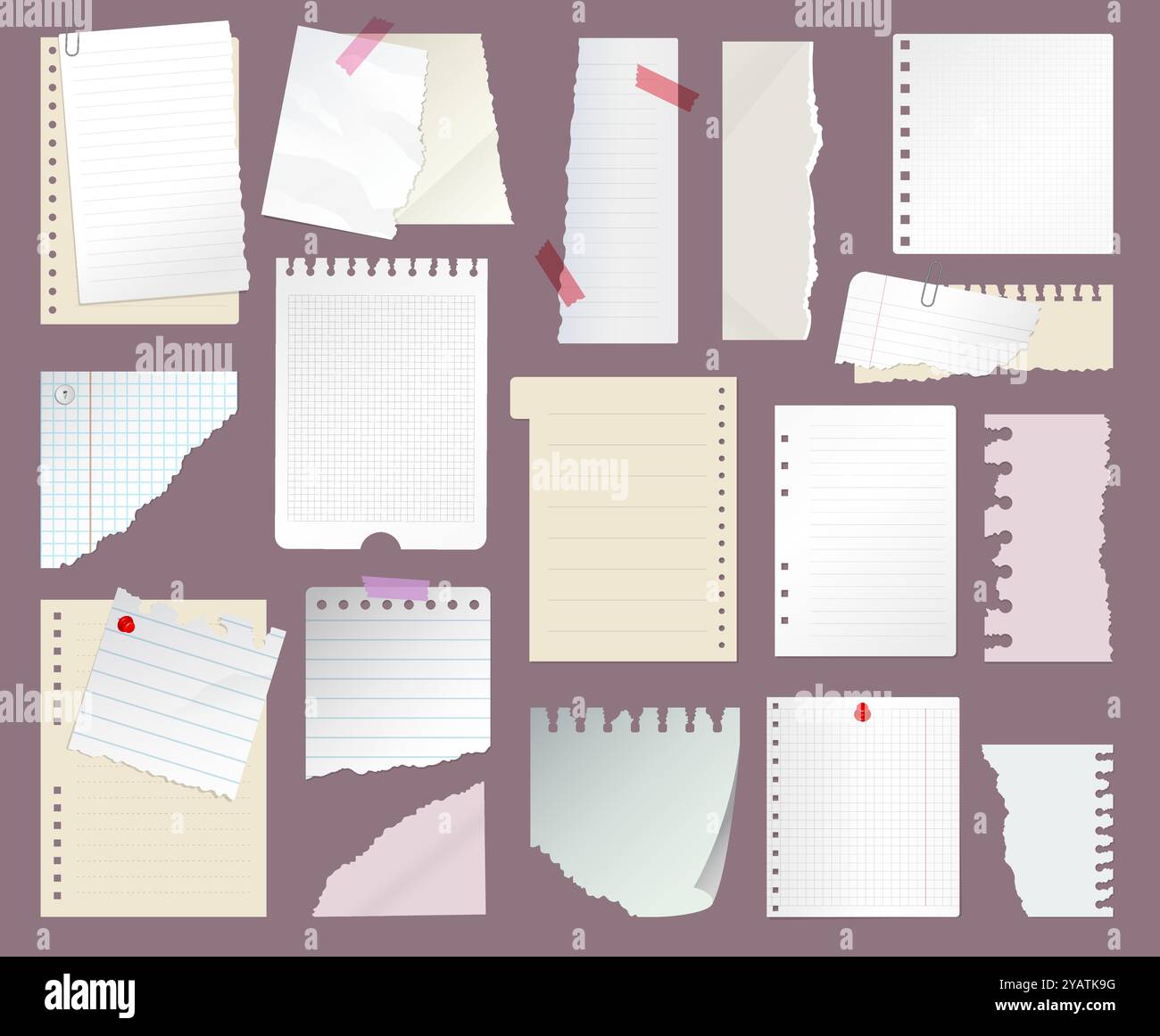 Paper notes. Templates of stripped papers for diary notes recent vector ...