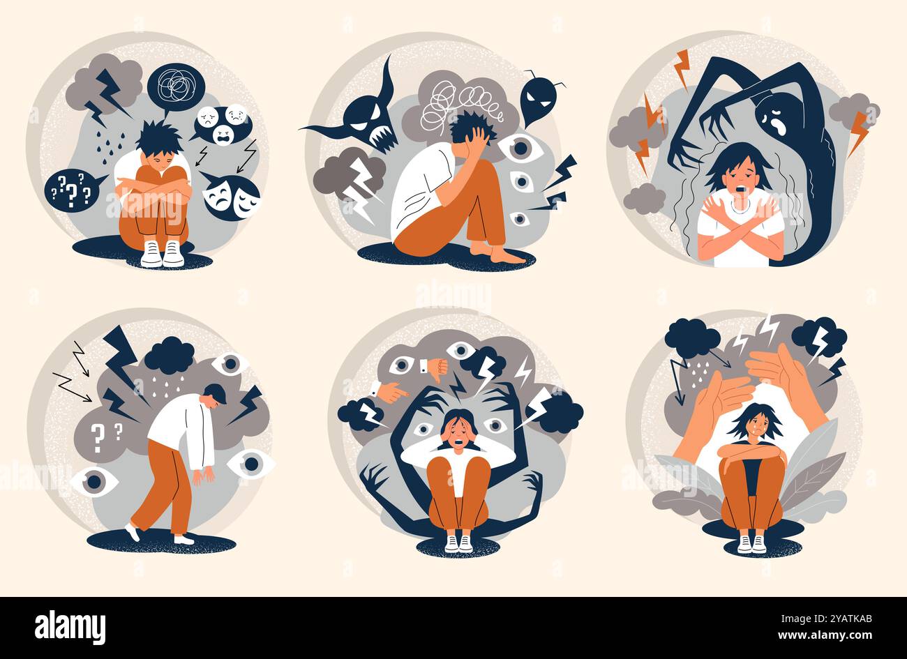 Mental problems. Psychology concept pictures in flat style recent ...