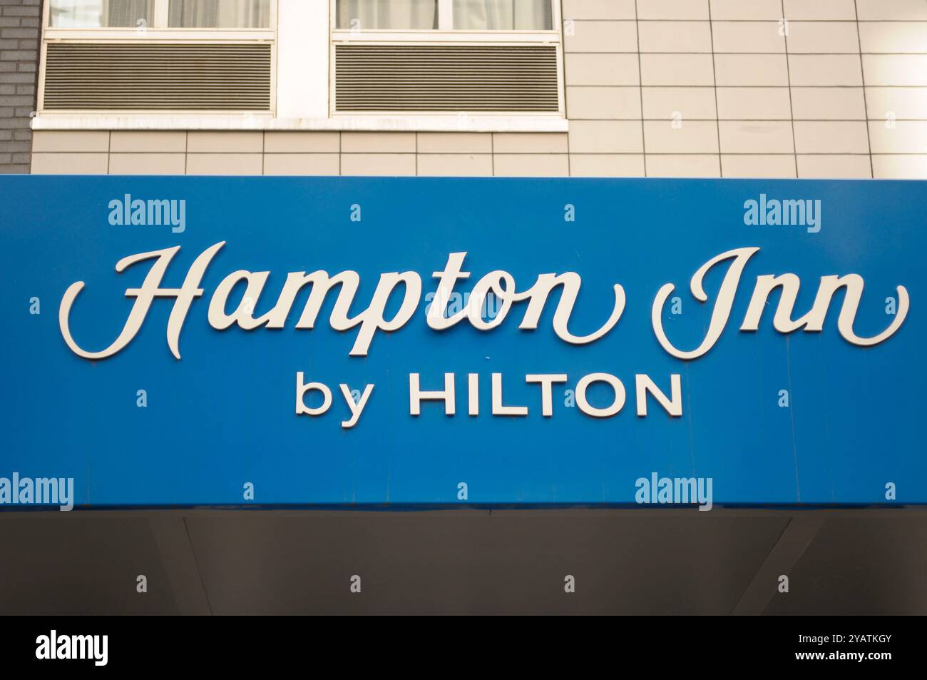 A Hampton Inn hotel by Hilton is seen in Manhattan, New York City ...