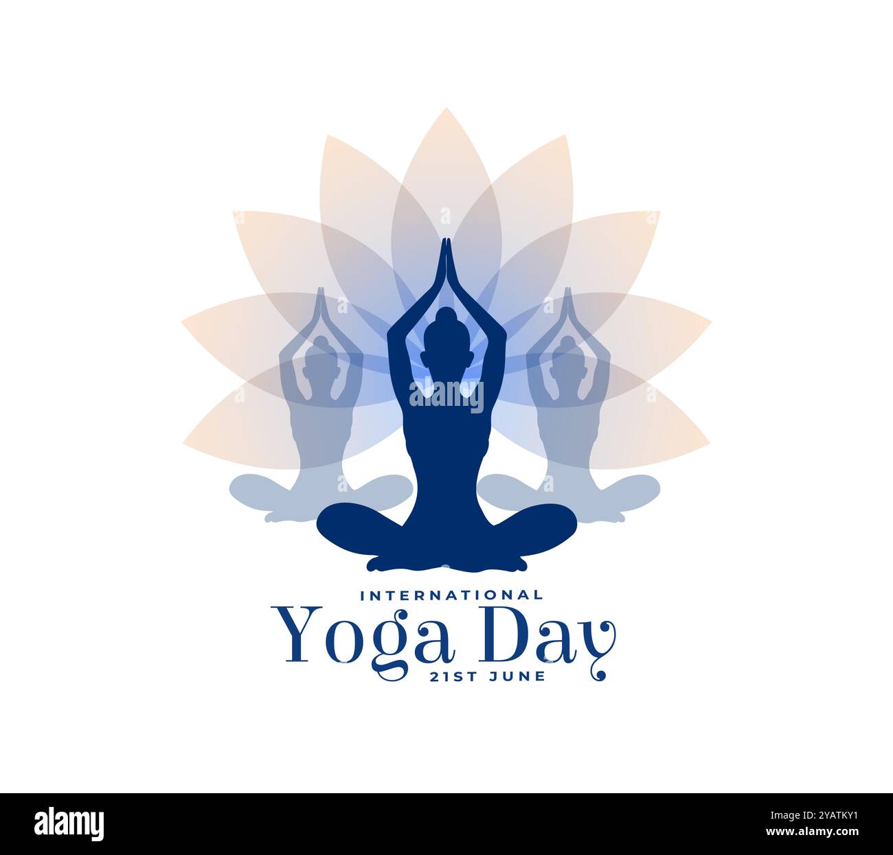 21st june yoga day white background with lotus flower vector Stock ...