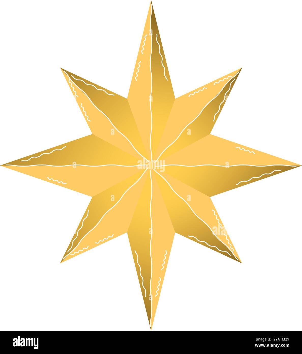 Yellow star with simple design and white lines, Vector Stock Vector ...