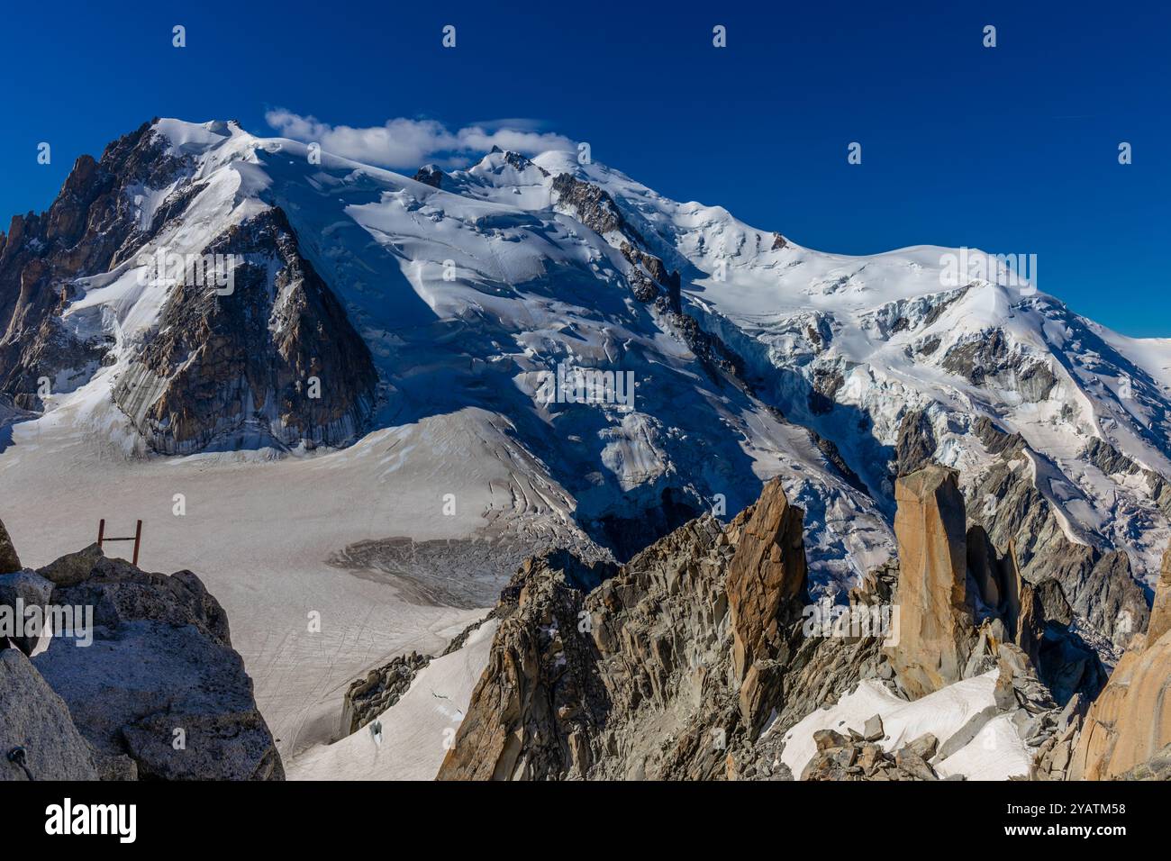 Summit of Montblanc, Monte Bianco the highest mountain peak in Europe ...
