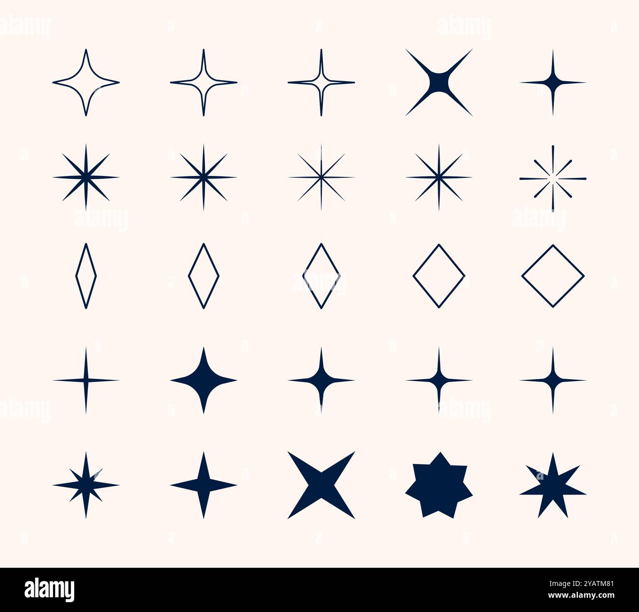 hand drawn y2k geometric elements sign in set vector Stock Vector Image ...