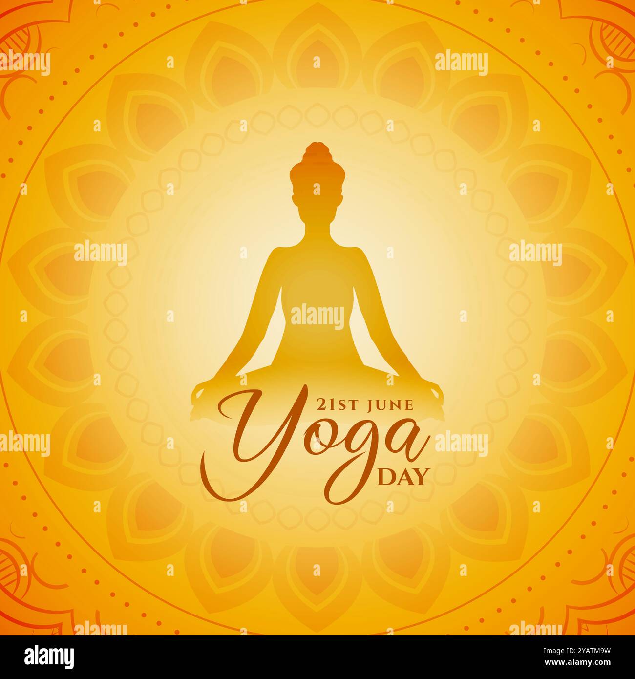 world yoga day yellow poster for peace and meditation vector Stock ...