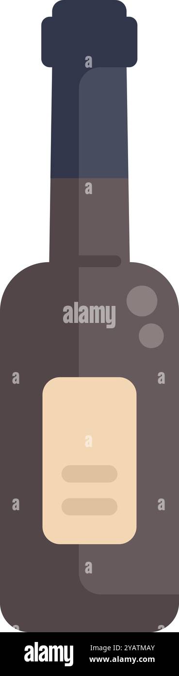 Dark glass bottle with blank label containing expensive alcoholic ...