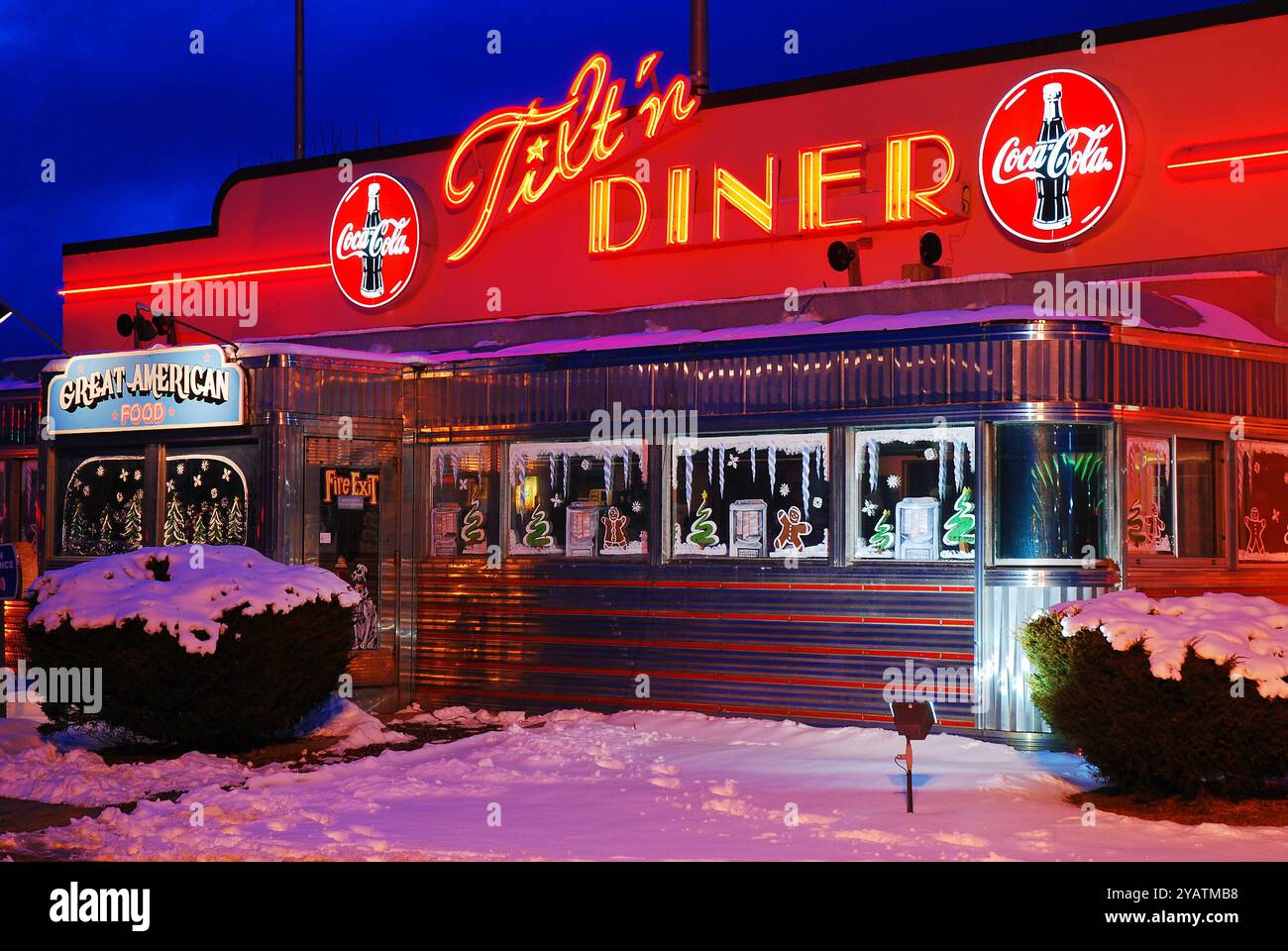 The Tilton Diner, in Tilton, New Hampshire, is decorated for Christmas ...