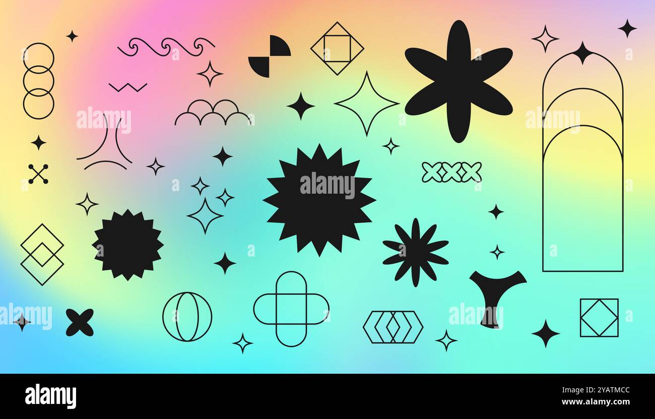 abstract y2k brutalist retro shape element in pack vector Stock Vector Image & Art - Alamy