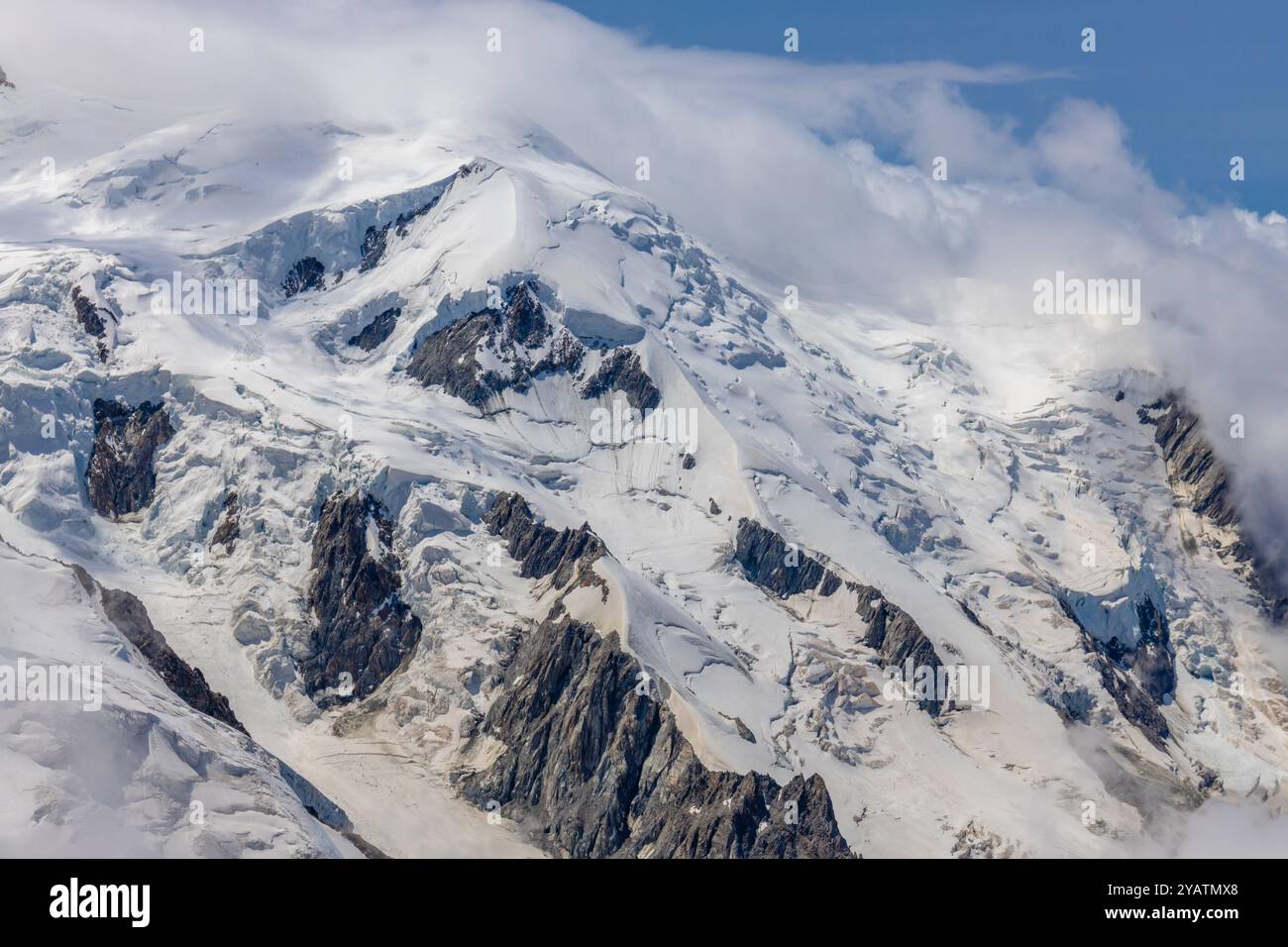Summit of Montblanc, Monte Bianco the highest mountain peak in Europe ...