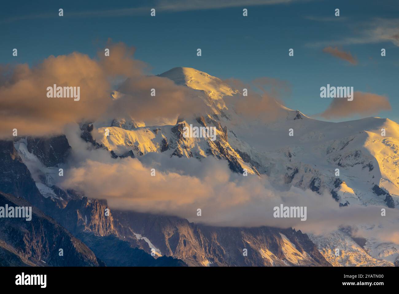 Summit of Montblanc, Monte Bianco the highest mountain peak in Europe ...