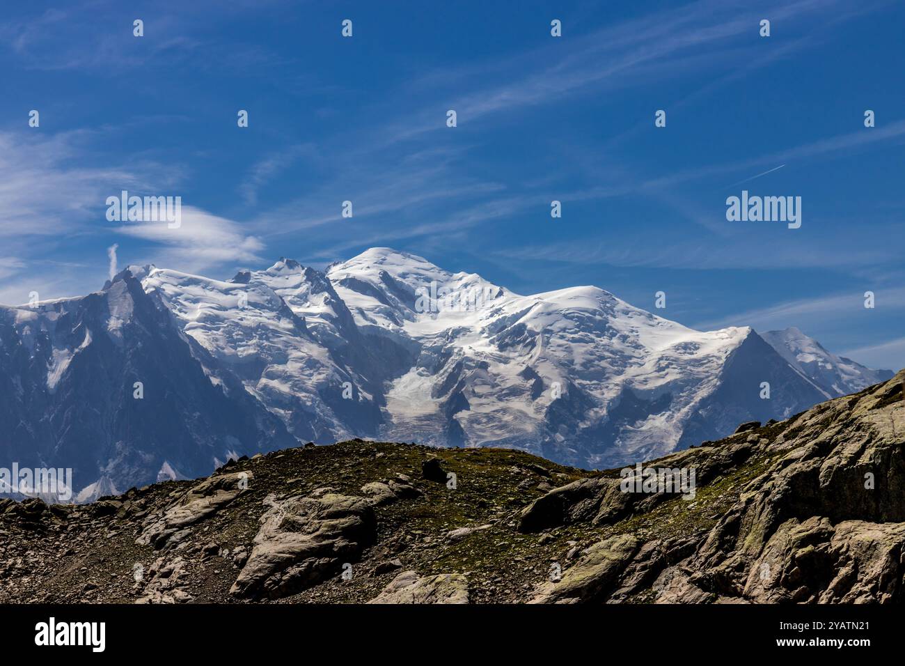 Summit of Montblanc, Monte Bianco the highest mountain peak in Europe ...
