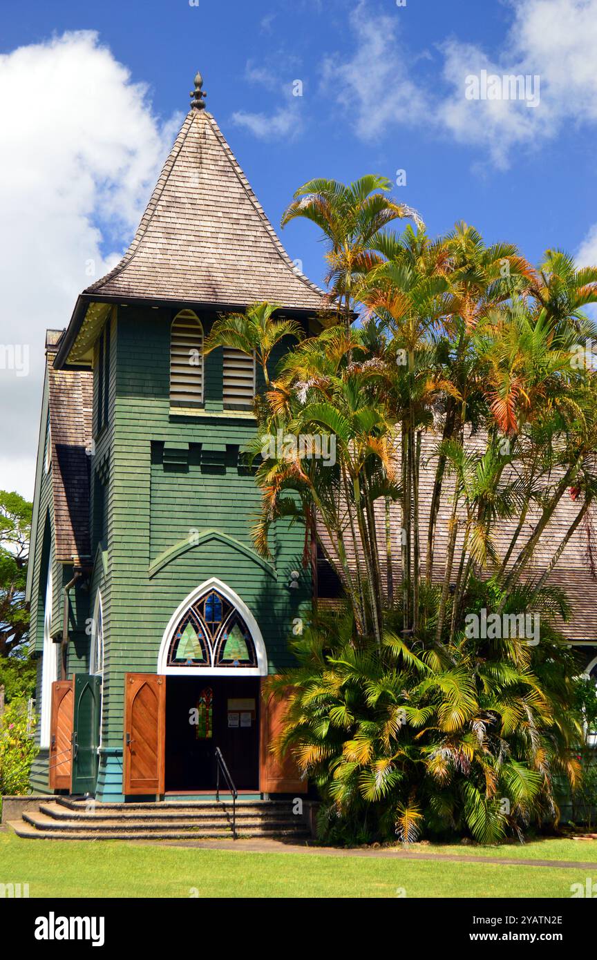 The green historic Huiia Church, an early Christian mission Church, in ...