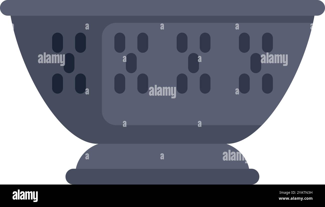 Simple flat vector illustration of a colander with holes, isolated on white background Stock ...