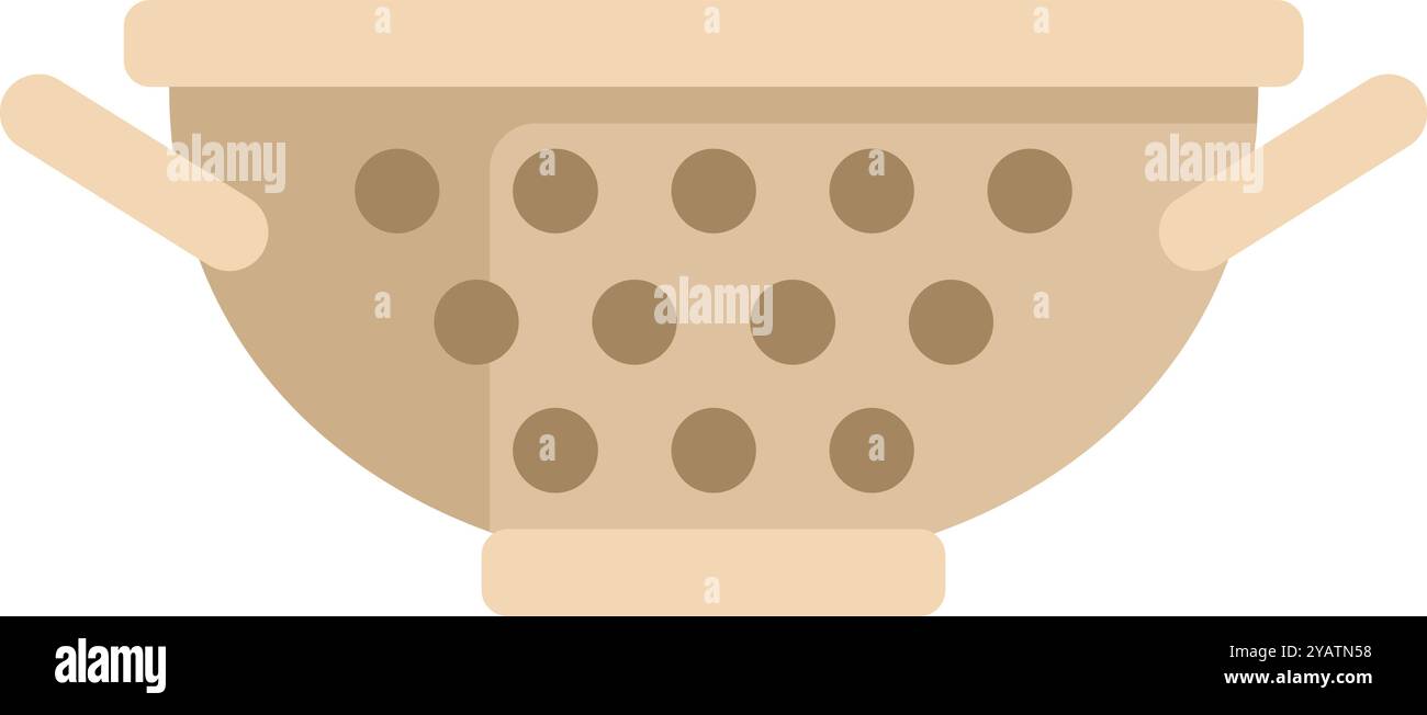 Simple flat vector illustration of a beige colander with handles, a ...