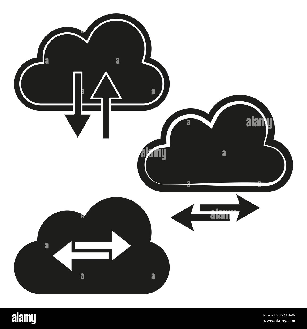 Cloud exchange icons. Data sync symbol. Transfer arrows vector. Cloud ...