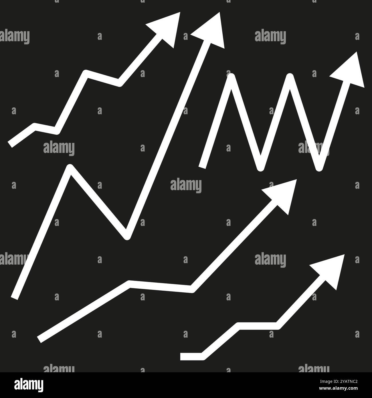 Growth chart icon. Rising arrow symbol. Business progress lines. Vector ...