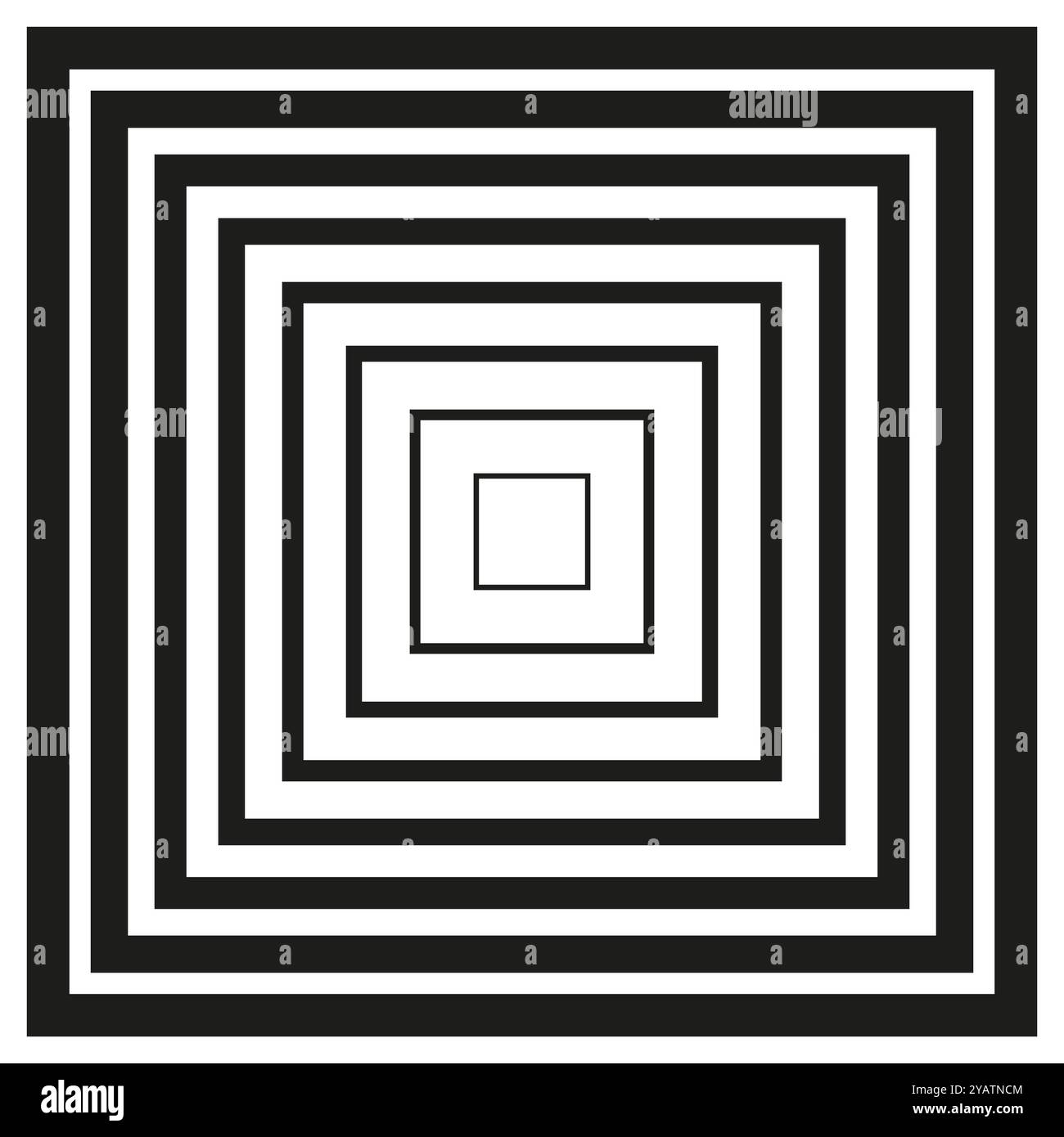 Square frame pattern. Concentric rectangles vector. Black and white symmetry. Simple geometric ...
