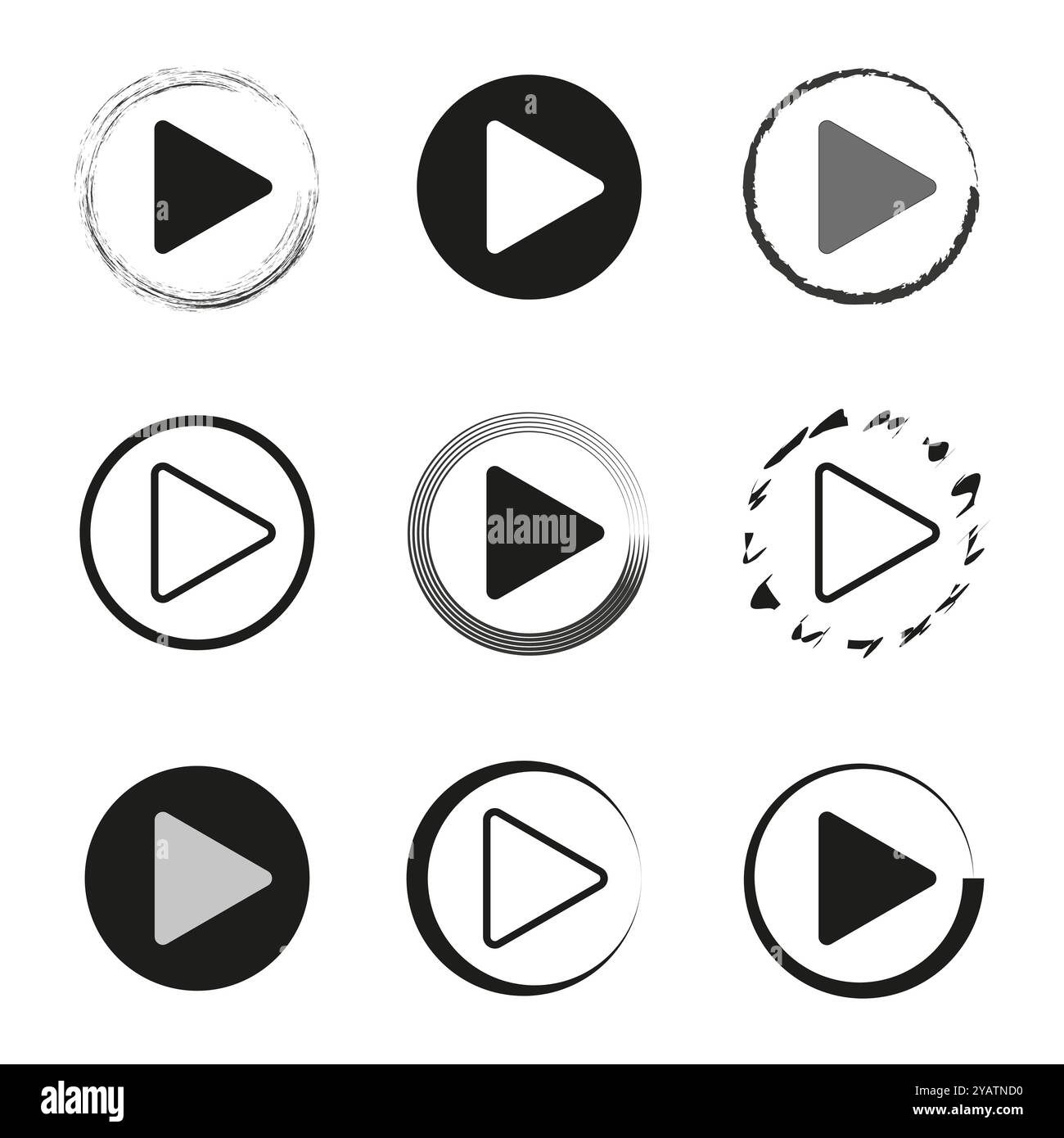 Play button icon. Video symbol design. Circular media icon. Vector play ...