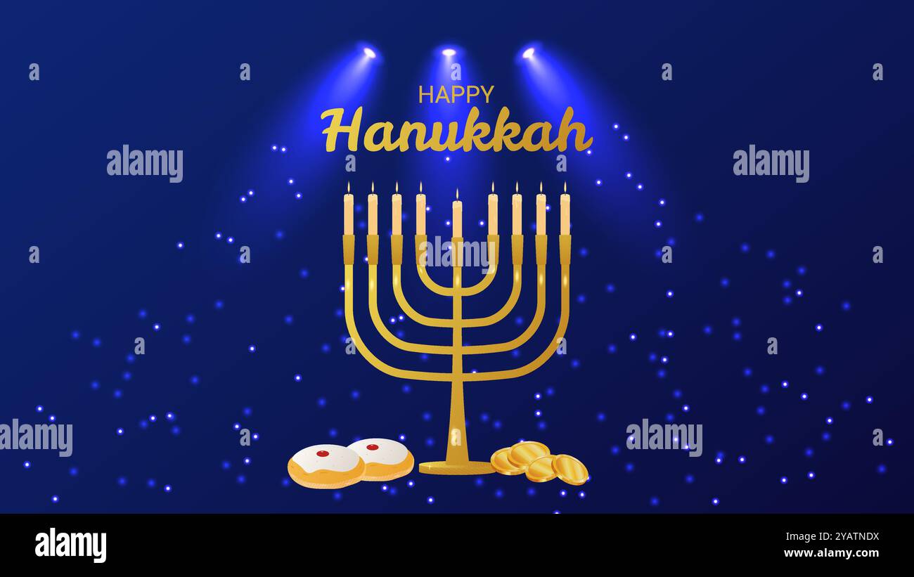 Hanukkah Jewish holiday sign of spiritual rebirth. Radiance and ...