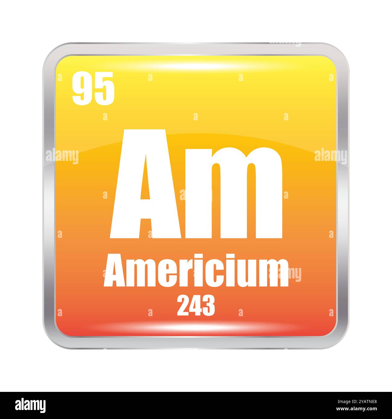 Americium element symbol. Atomic number 95. Mass 243. Yellow square ...