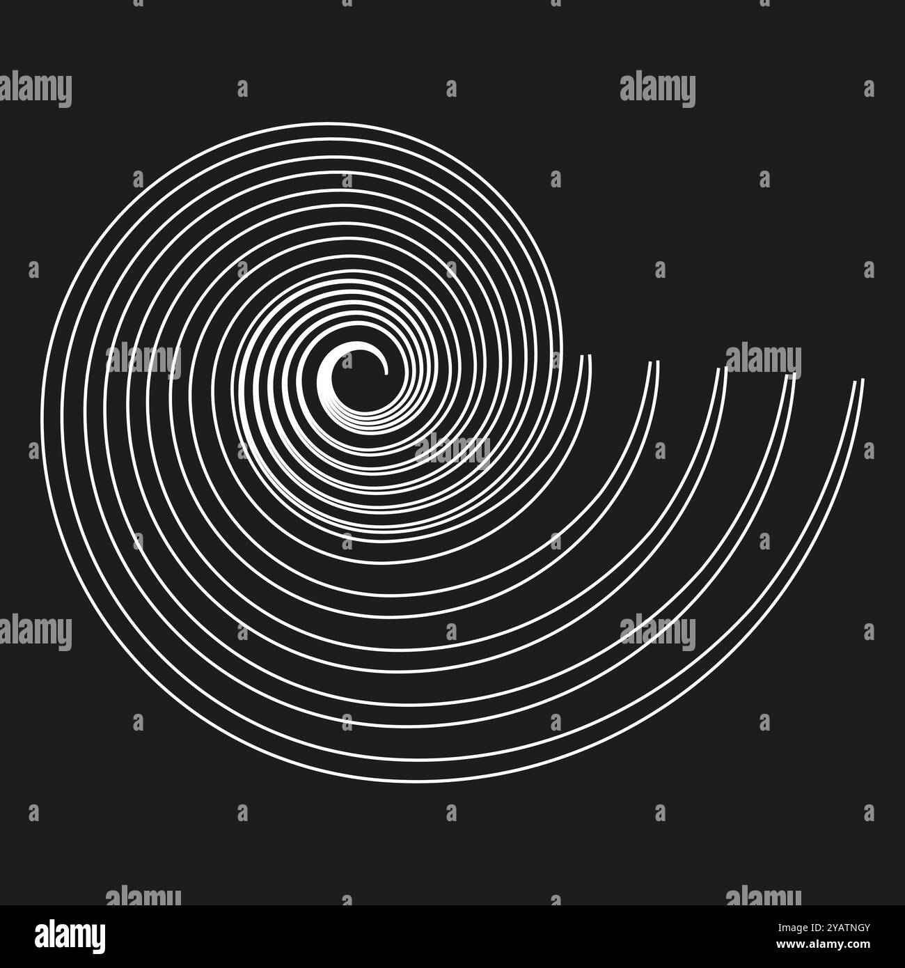 White spiral pattern. Circular geometric shape. Hypnotic abstract curve. Vector swirl design ...