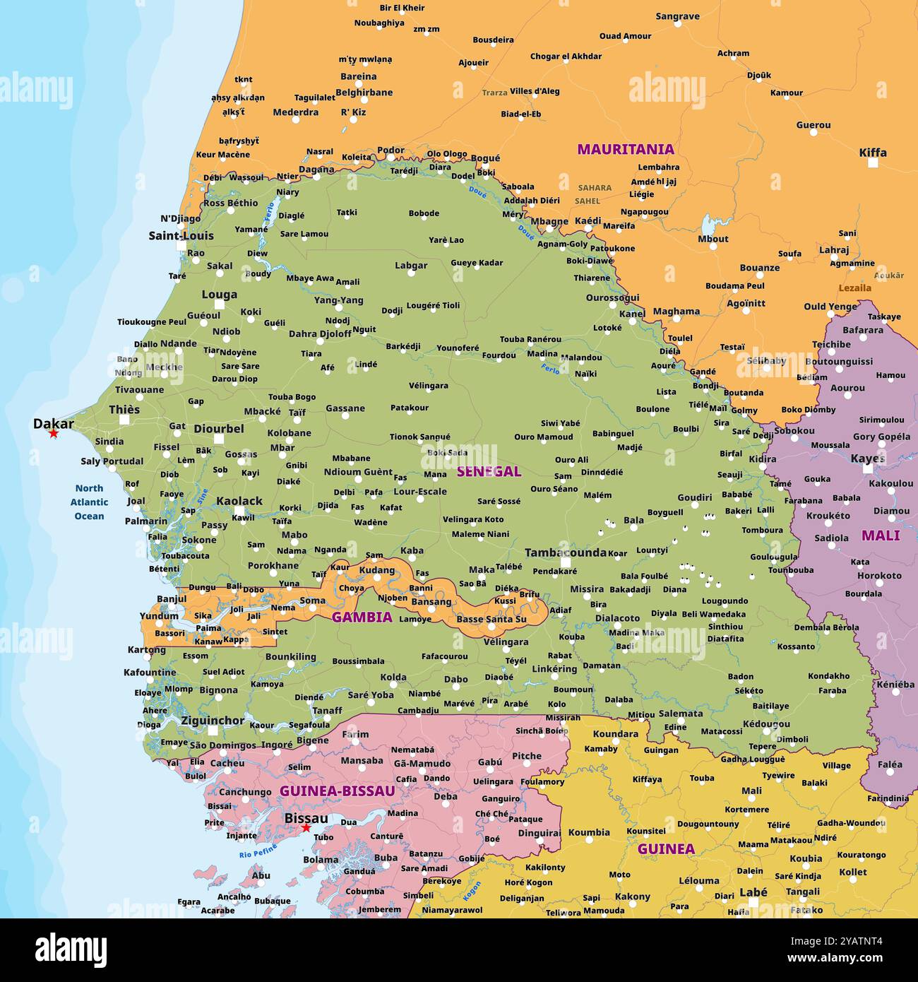 Simple political map of Senegal Stock Vector Image & Art - Alamy