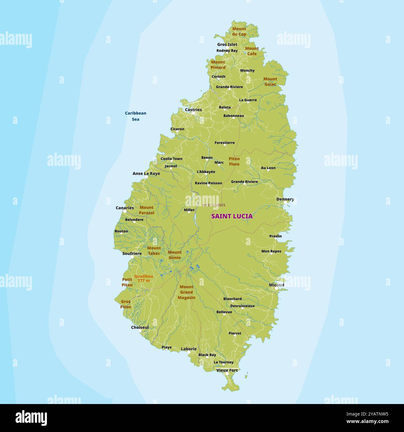 Simple political map of Saint Lucia Stock Vector Image & Art - Alamy