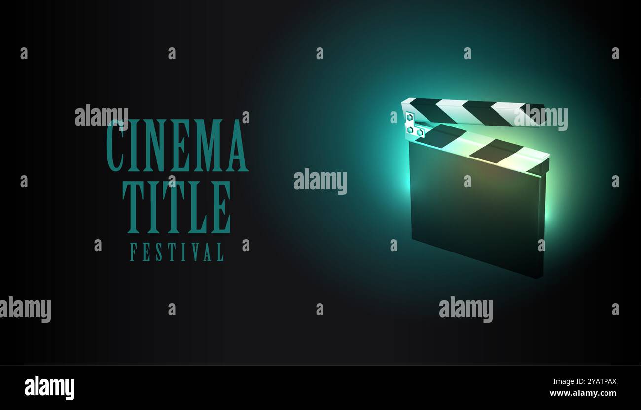 3d style clapper board cinema title background for filmmaking vector ...