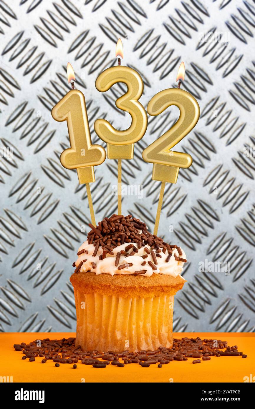 Birthday candle number 132 - Industrial metallic background Stock Photo ...
