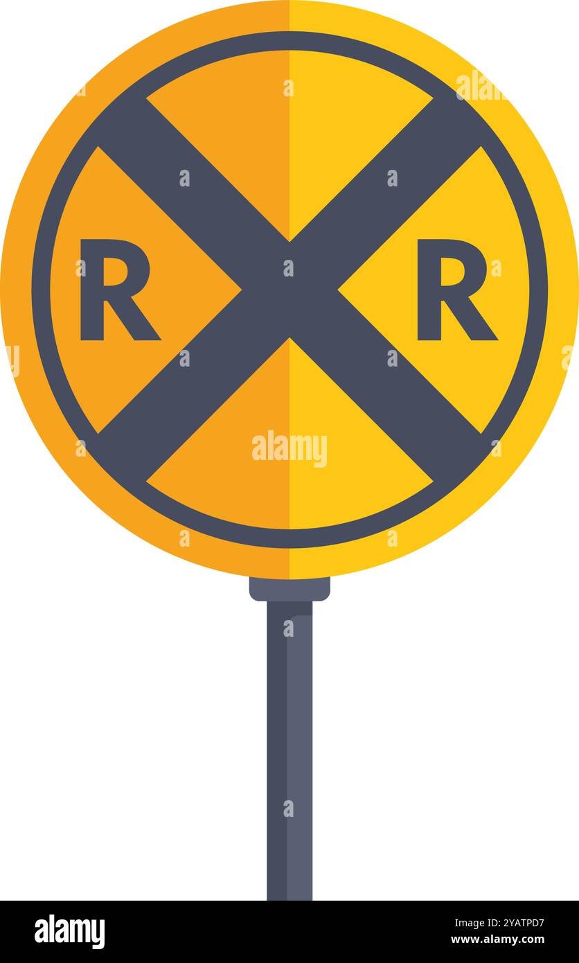 Railroad crossing sign standing on a pole, signaling an upcoming ...