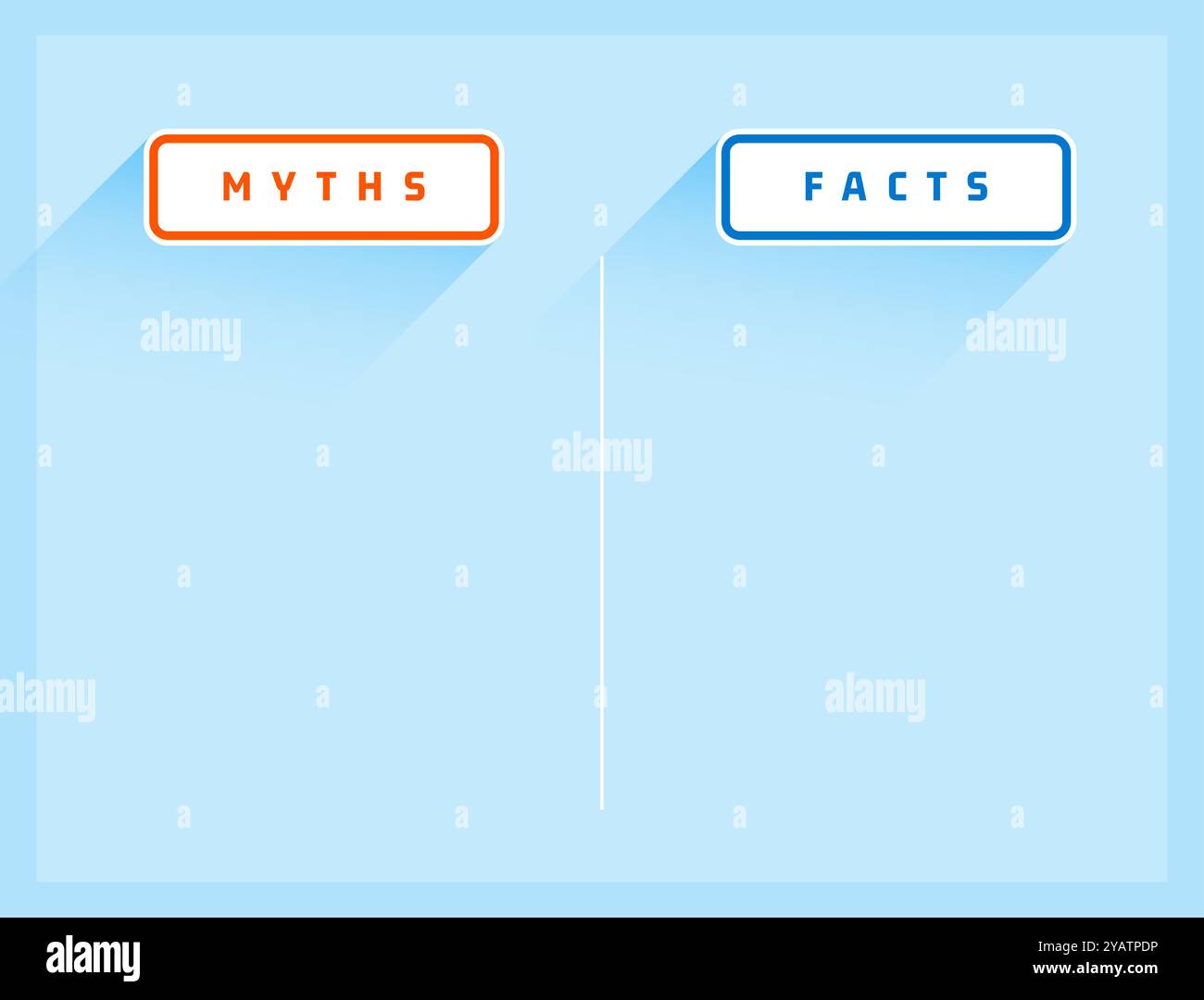 myths vs facts comparison list concept with text space vector Stock ...