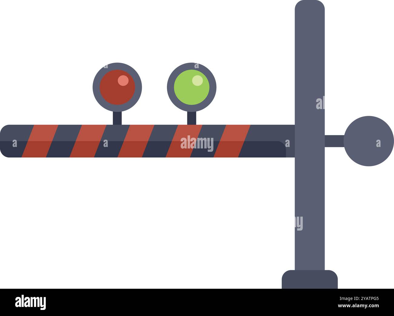 Railway crossing barrier showing red and green warning lights for open ...