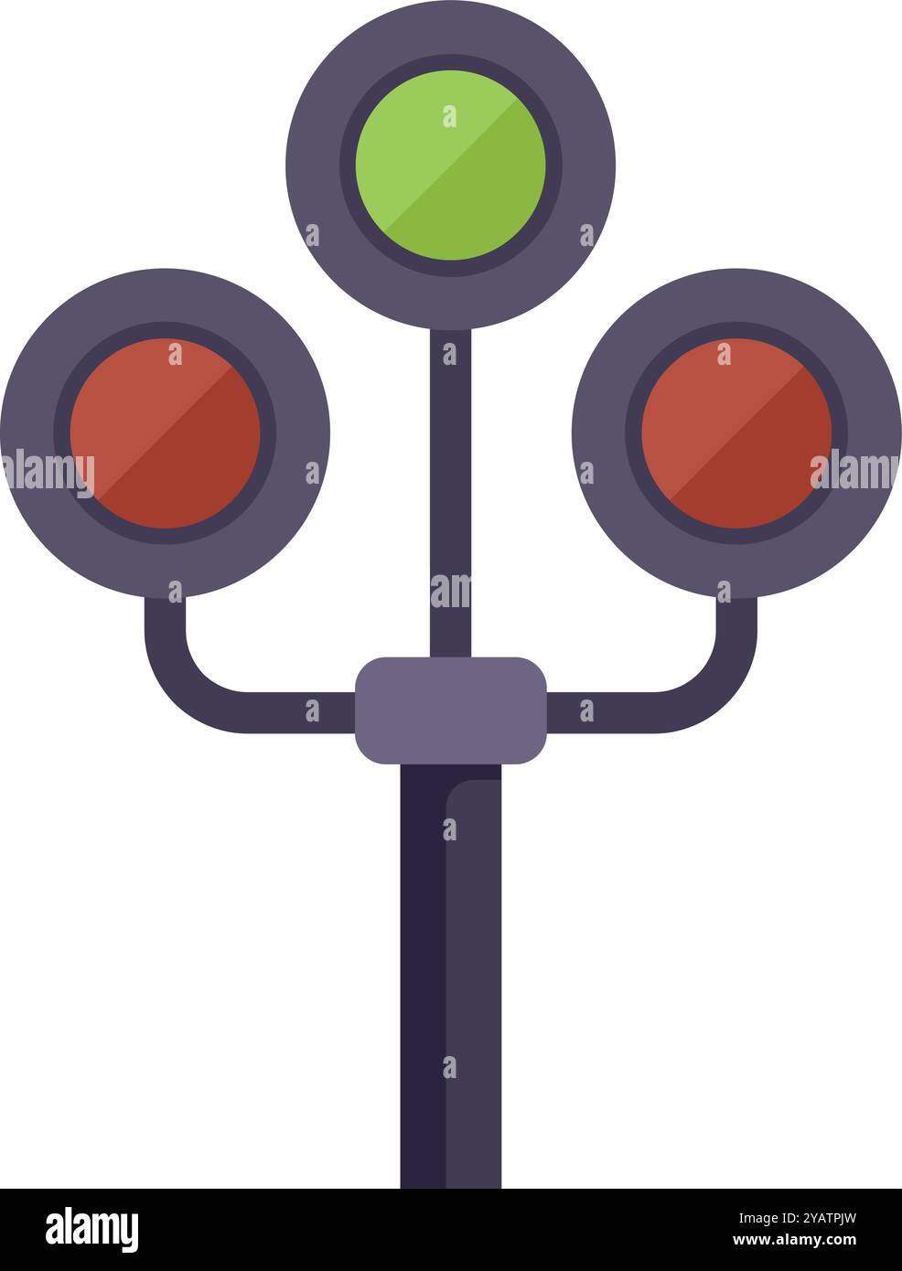 Railway traffic light with green and red signals is controlling the ...