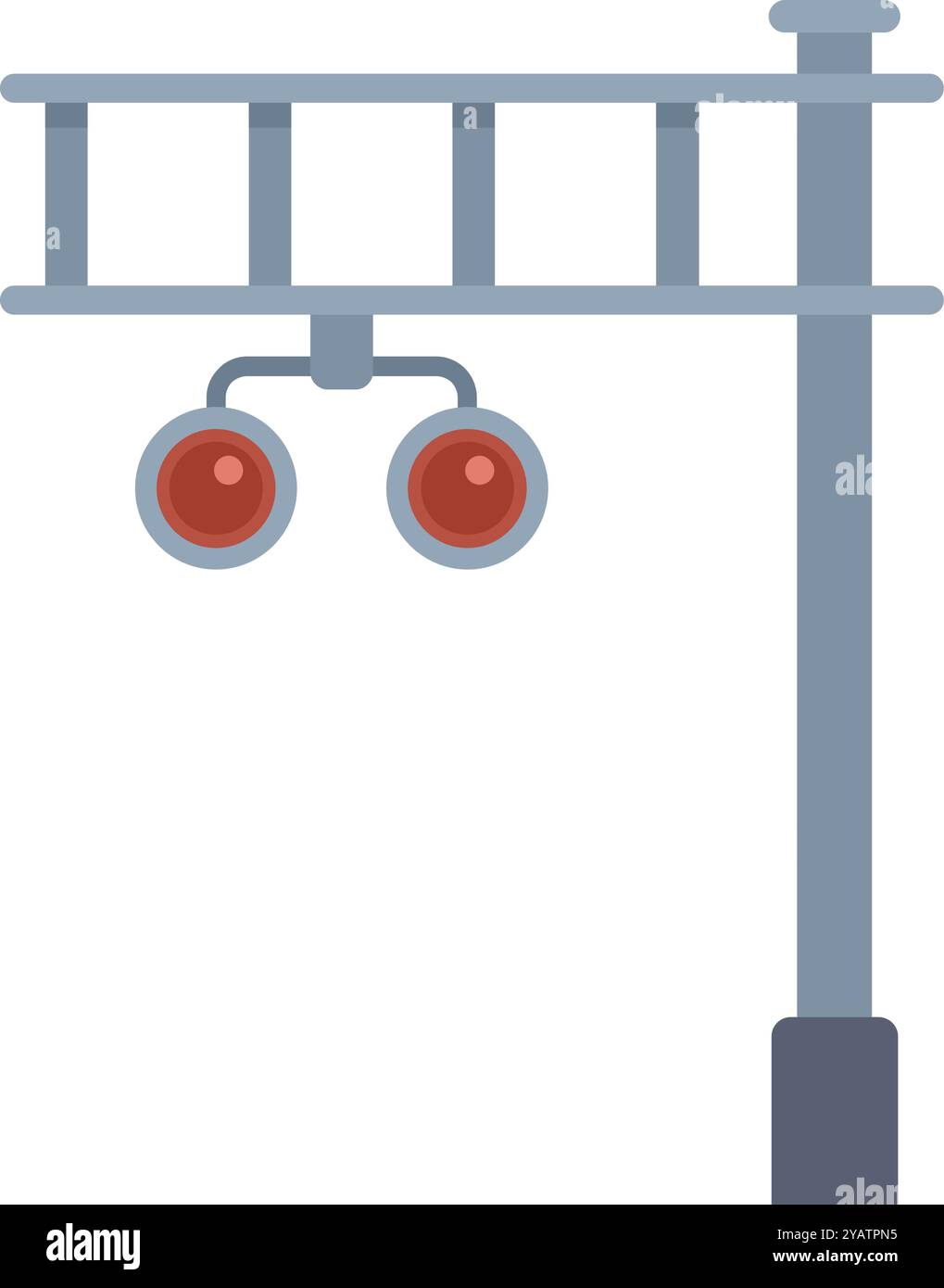 Simple flat illustration of a railway semaphore showing two red lights ...
