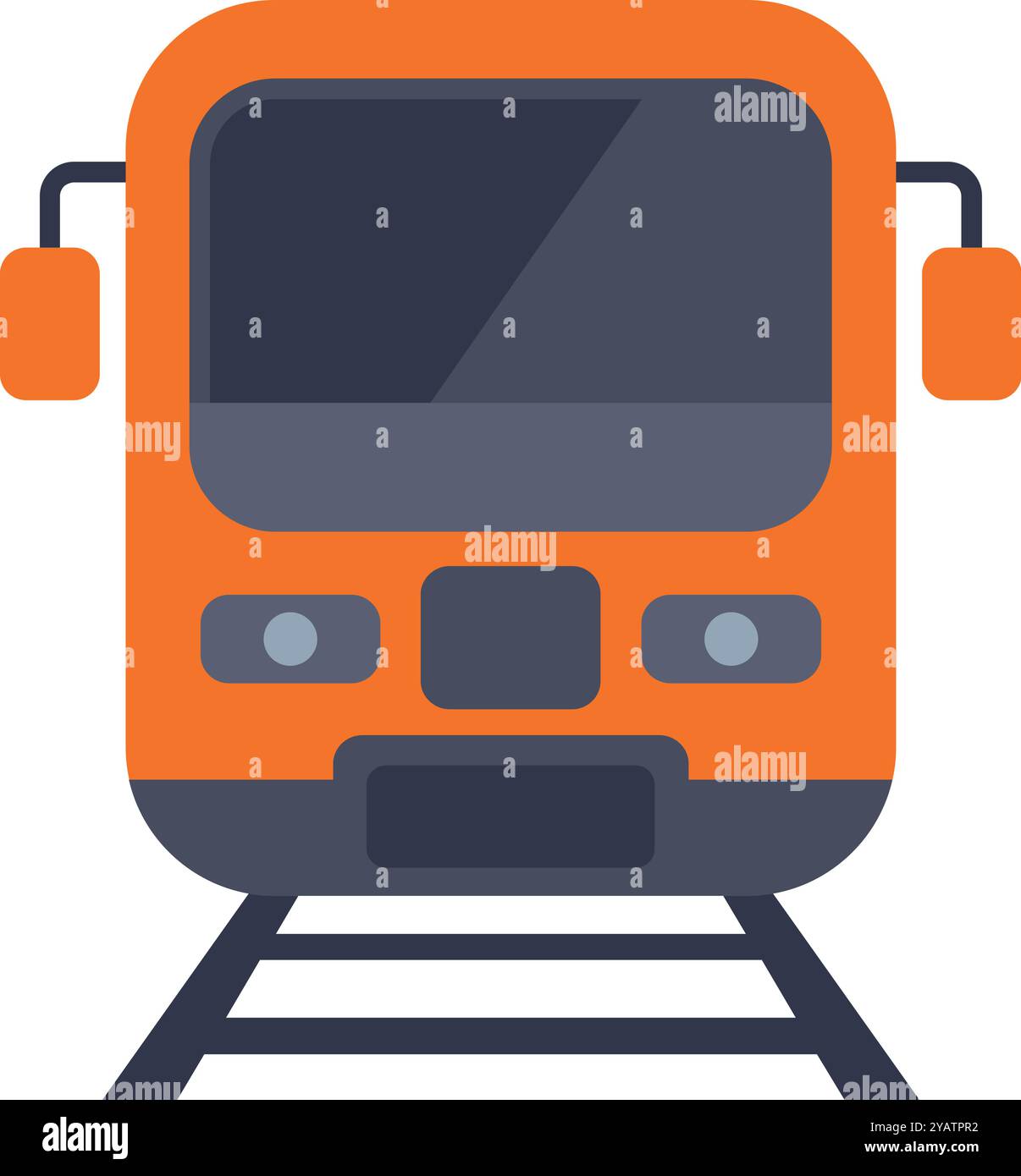 Orange train arriving at the station, transport icon in flat design Stock Vector Image & Art - Alamy
