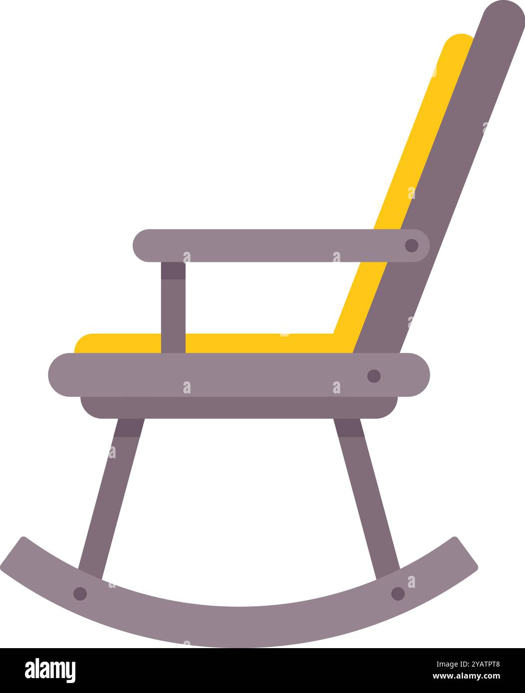 Comfortable rocking chair with curved base and yellow upholstery ...