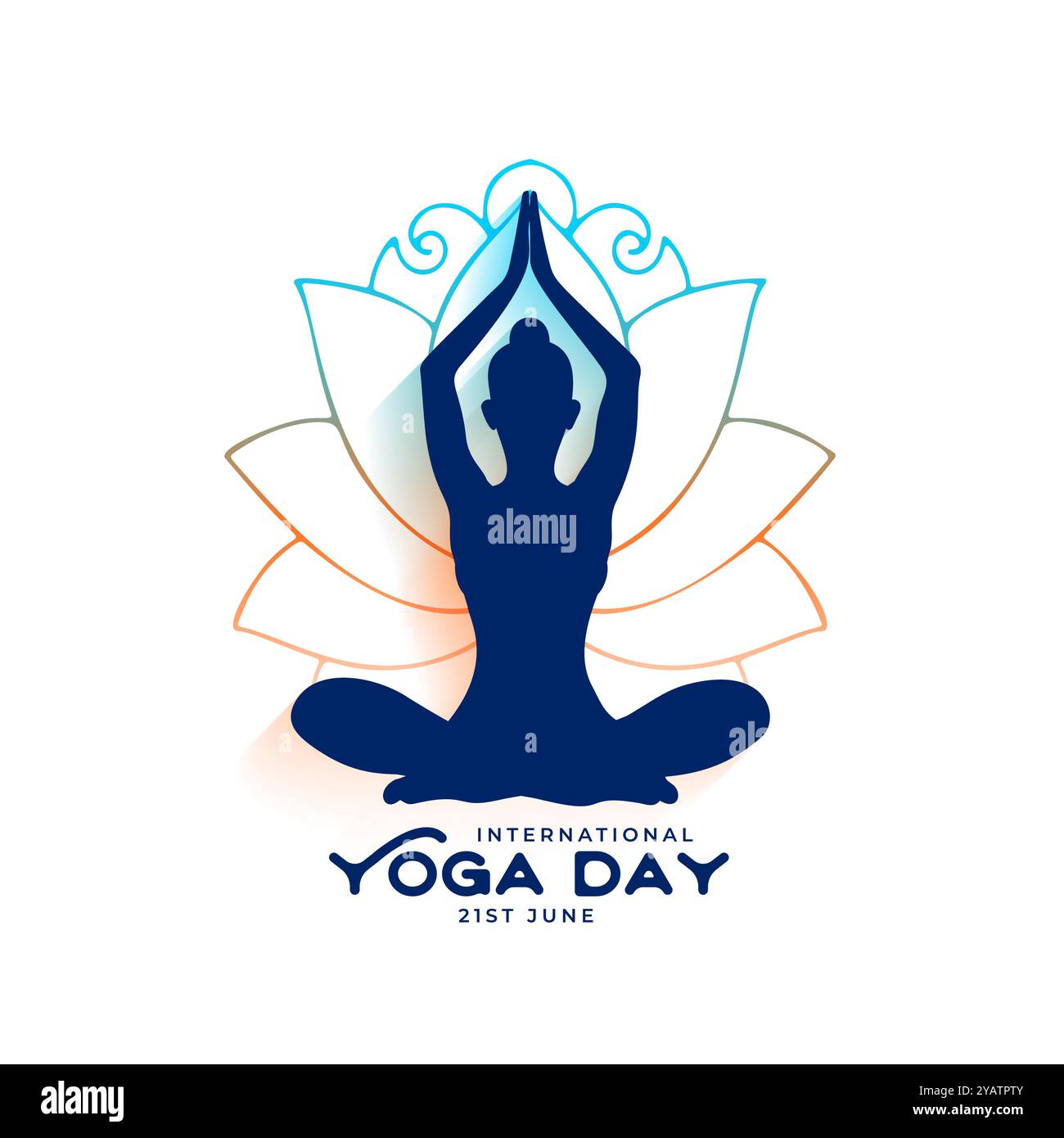 2024 world yoga day white background, lotus flower in line art vector ...