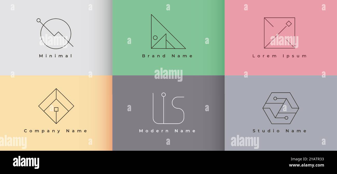 abstract and elegant geometric identity symbol template in set vector ...