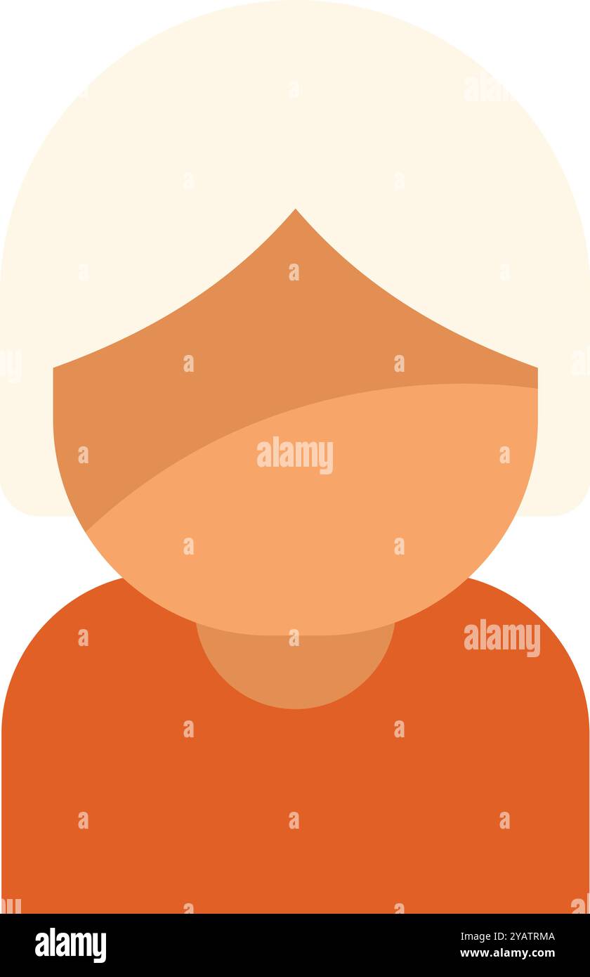 Faceless senior woman with white hair wearing an orange shirt smiling ...