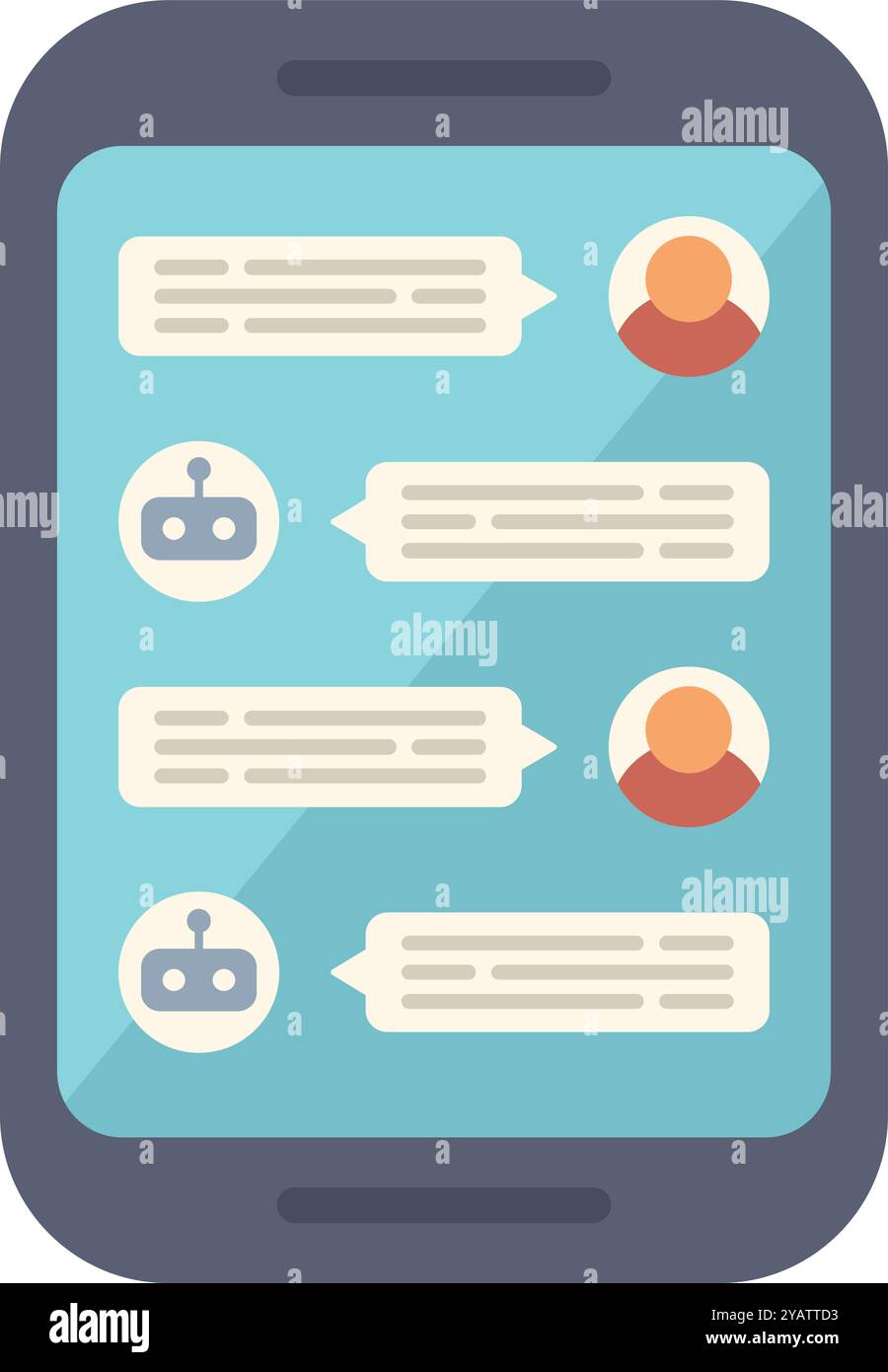 Smartphone displaying chatbot having conversation with customer on ...