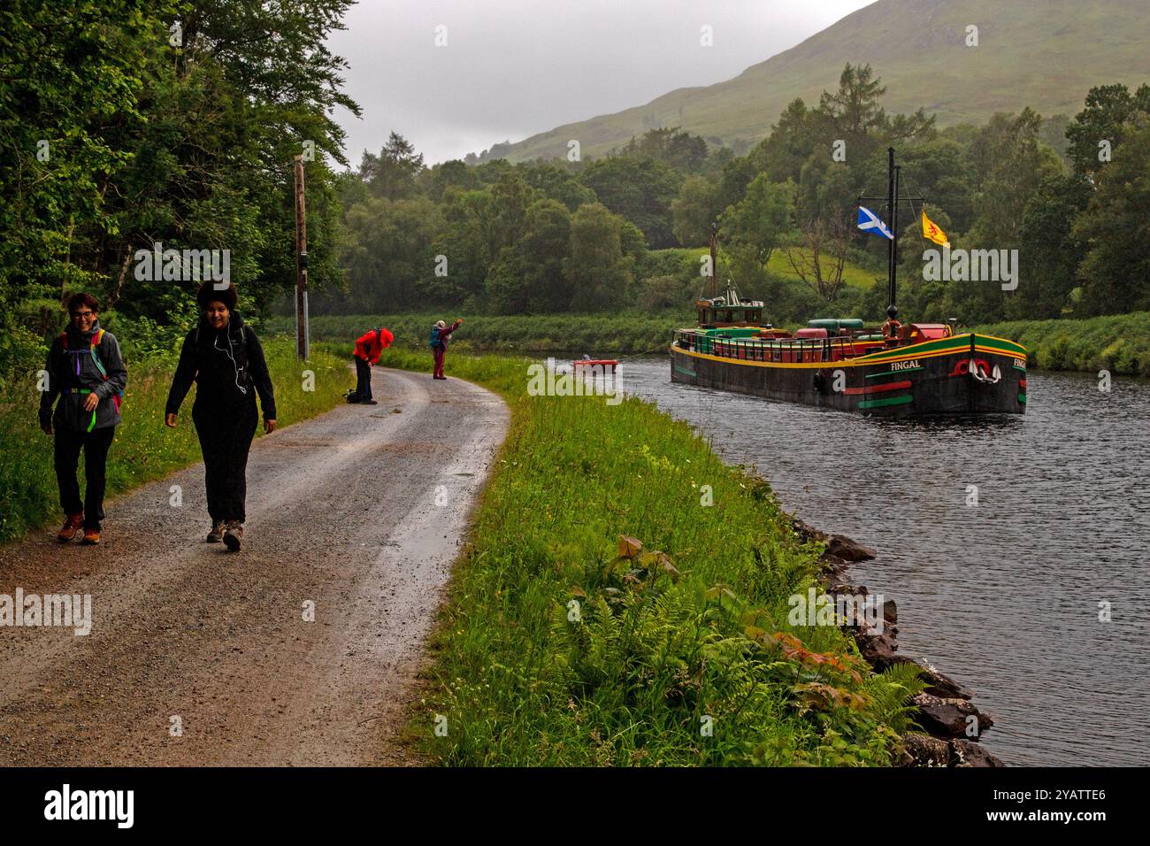 Hiking beside the Caledonian Canal on the Great Glen Way near Balnavie ...
