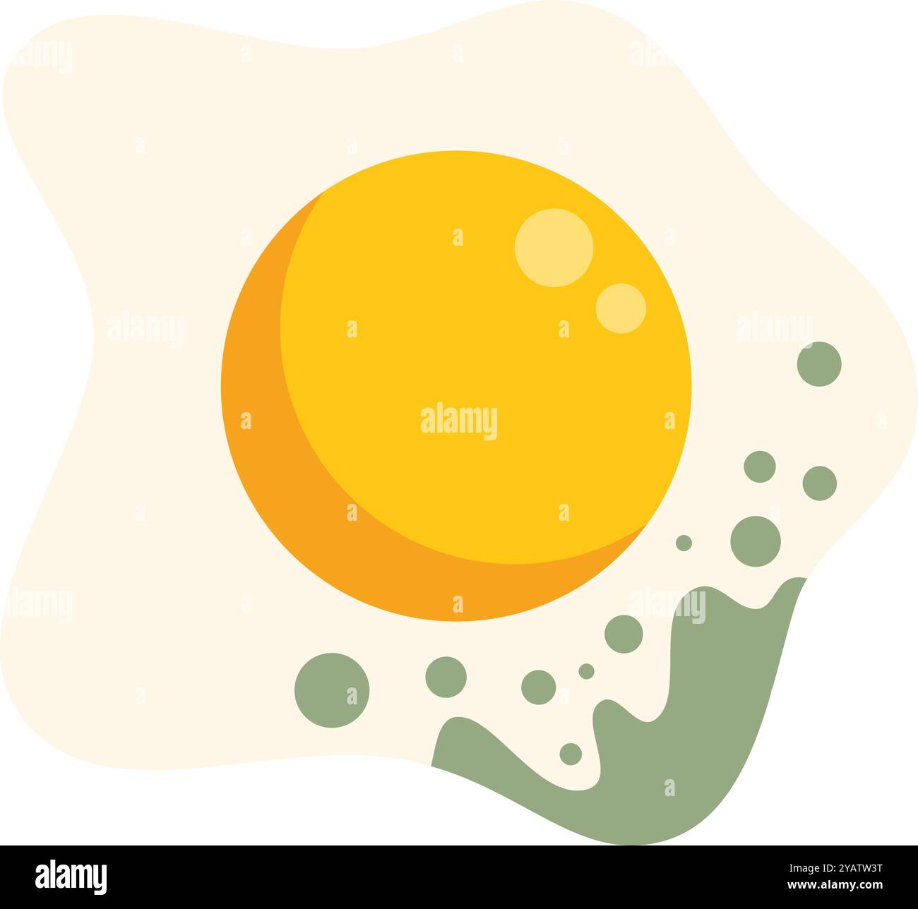 Simple illustration of a single fried egg, with its yolk running ...