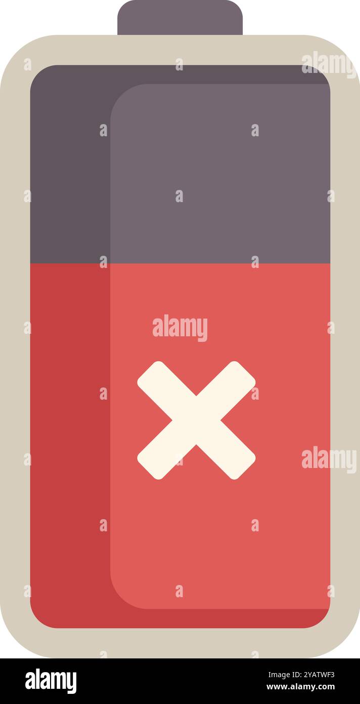 Red battery icon showing an empty battery status, warning you to ...