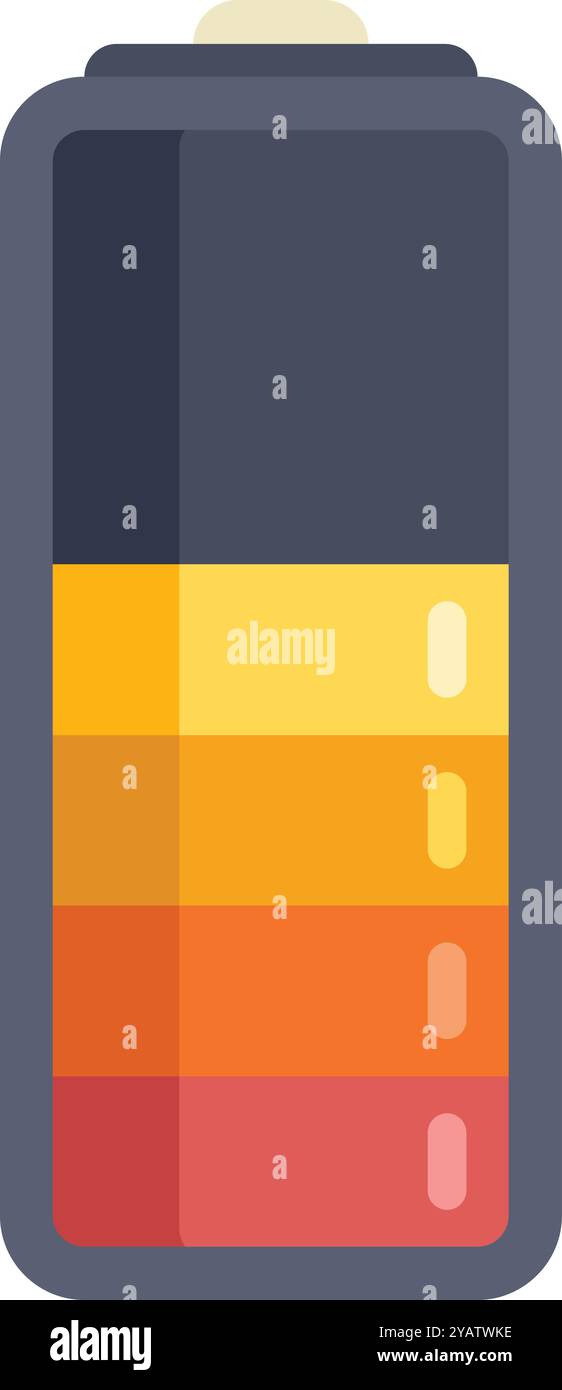 Battery icon displaying increasing charge level with colorful segments ...