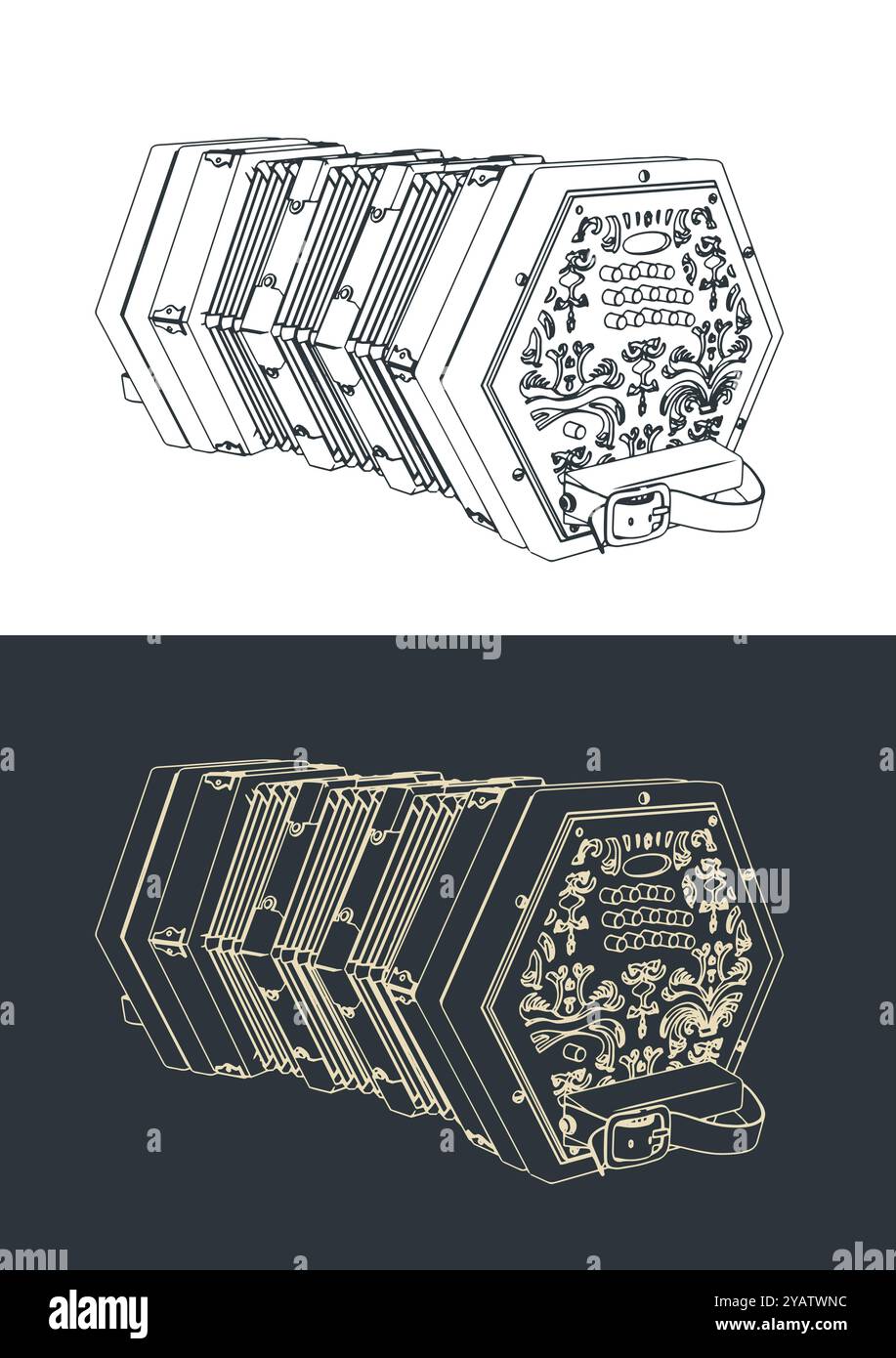Stylized vector illustrations of a concertina instrument Stock Vector ...